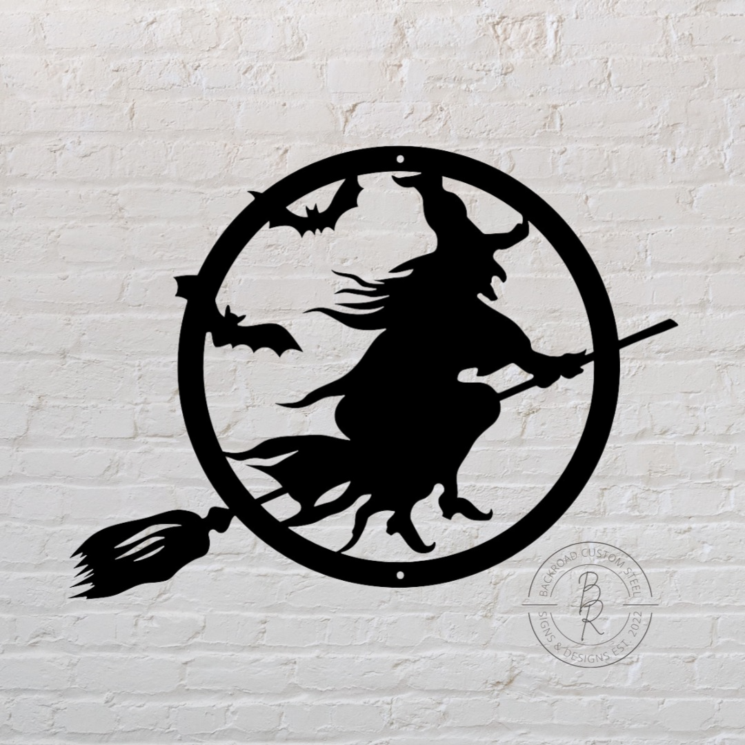 Witch with bats | BACKROAD CUSTOM STEEL SIGNS & DESIGNS