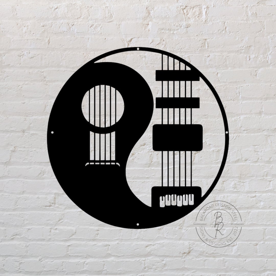 Guitar yin yang | BACKROAD CUSTOM STEEL SIGNS & DESIGNS